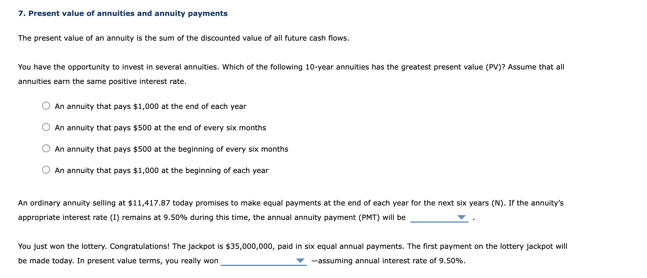 Solved Present value of annuities and annuity paymentsThe | Chegg.com