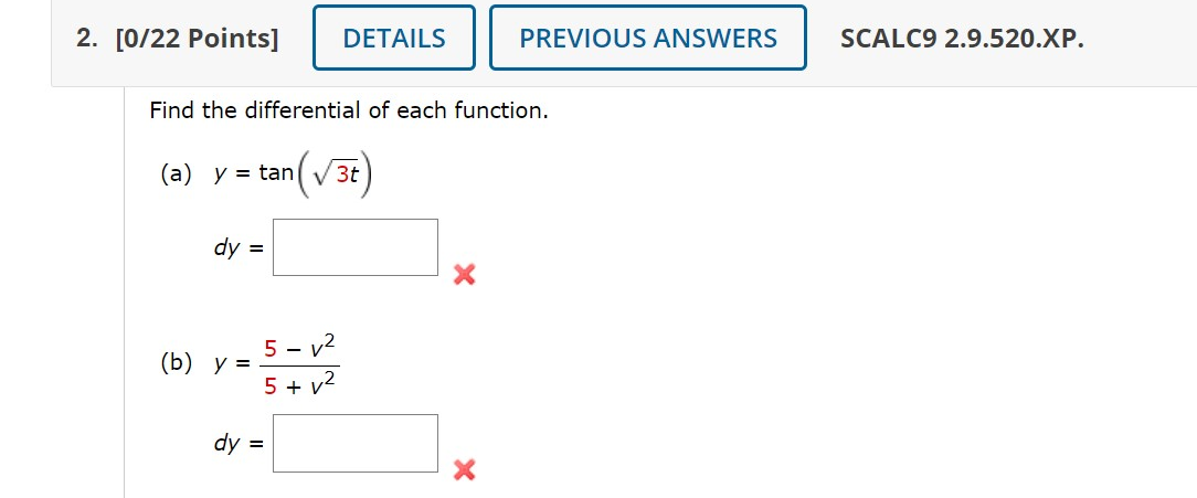 Solved Find the differential of each function. (a) | Chegg.com