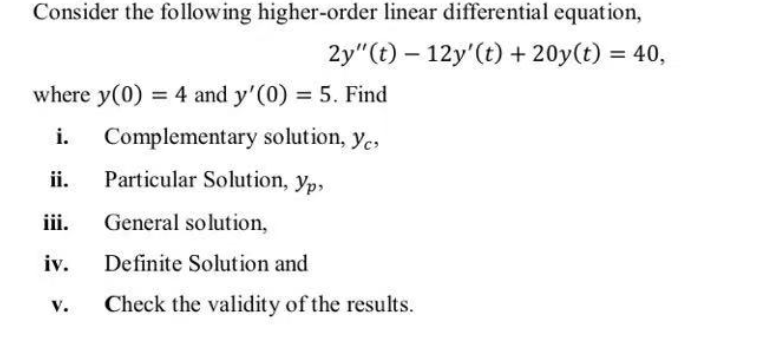 Solved Consider the following higher-order linear | Chegg.com