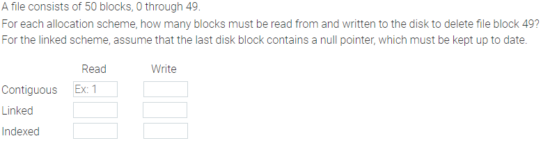 Solved A file consists of 50 blocks, 0 through 49.For each | Chegg.com
