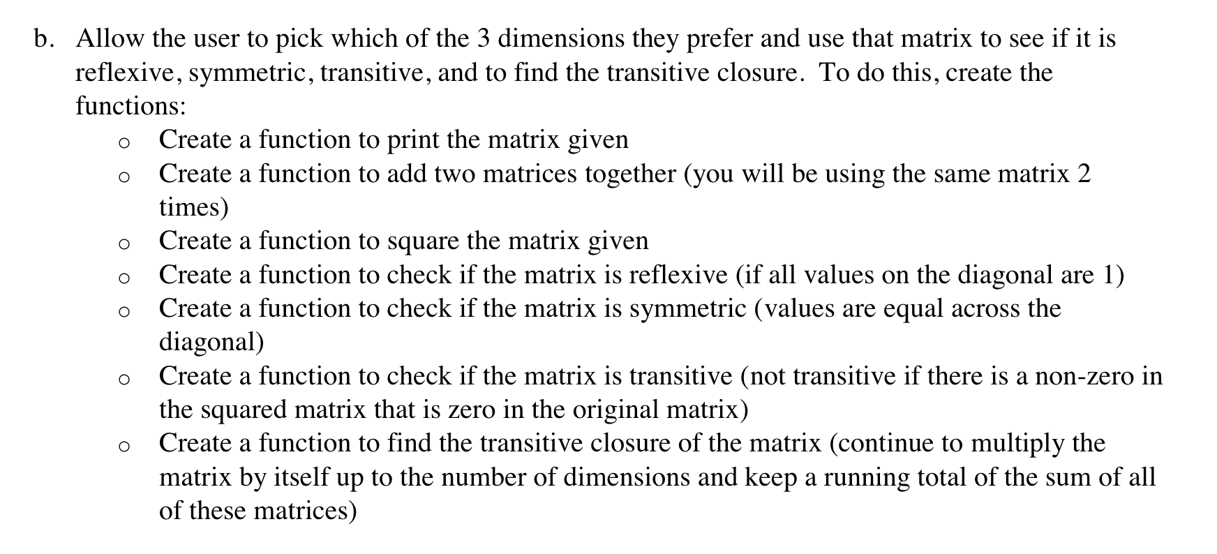 Solved Create a function to initialize the matrix (sample | Chegg.com