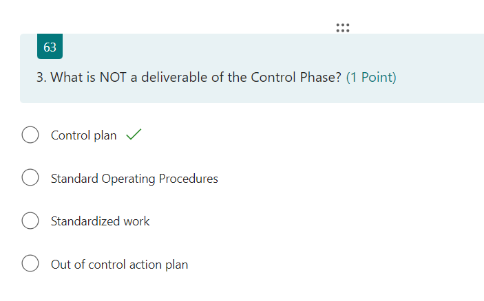 Solved What is NOT a deliverable of the Control Phase? (1 | Chegg.com