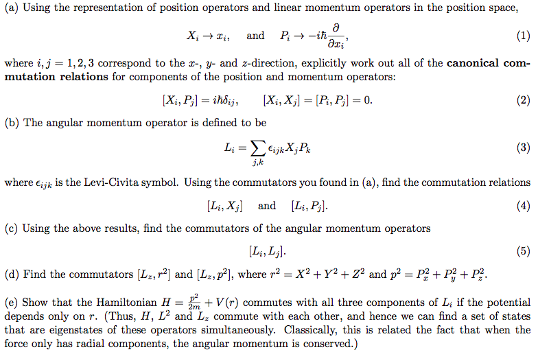 (a) ﻿Using the representation of position operators | Chegg.com