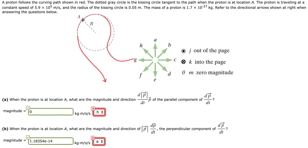 Solved A proton follows the curving path shown in red. The | Chegg.com