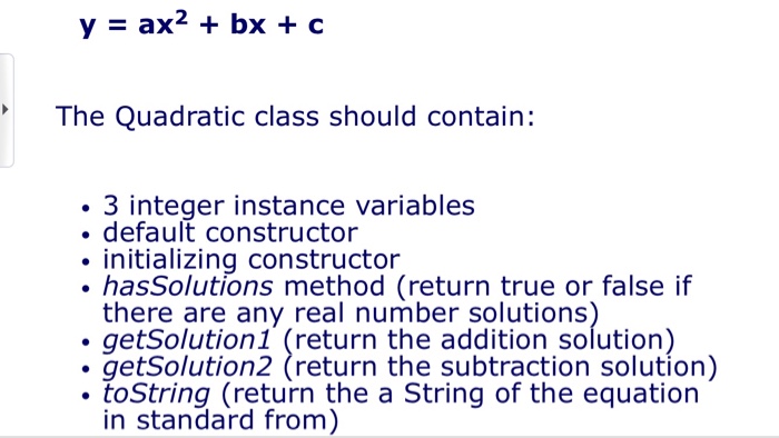Solved Create a Quadratic class which will perform the | Chegg.com