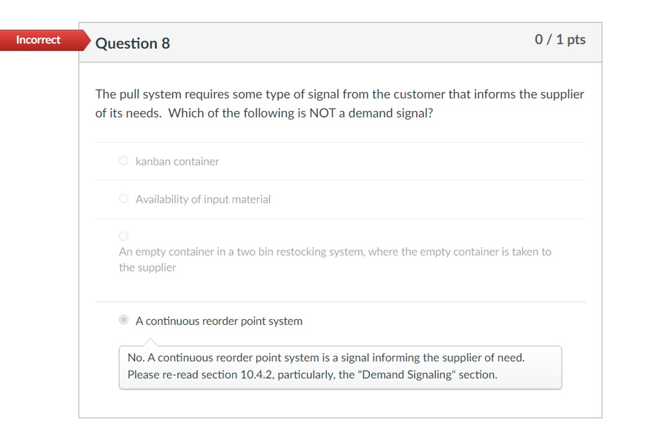 Solved Question 8The pull system requires some type of | Chegg.com