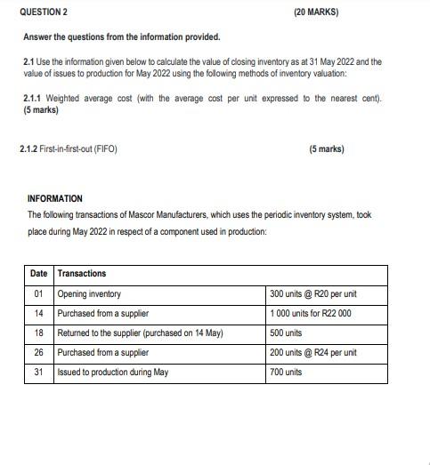 Solved Answer the questions from the information provided. | Chegg.com