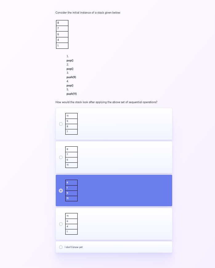 Solved Consider the initial instance of a stack given below: | Chegg.com