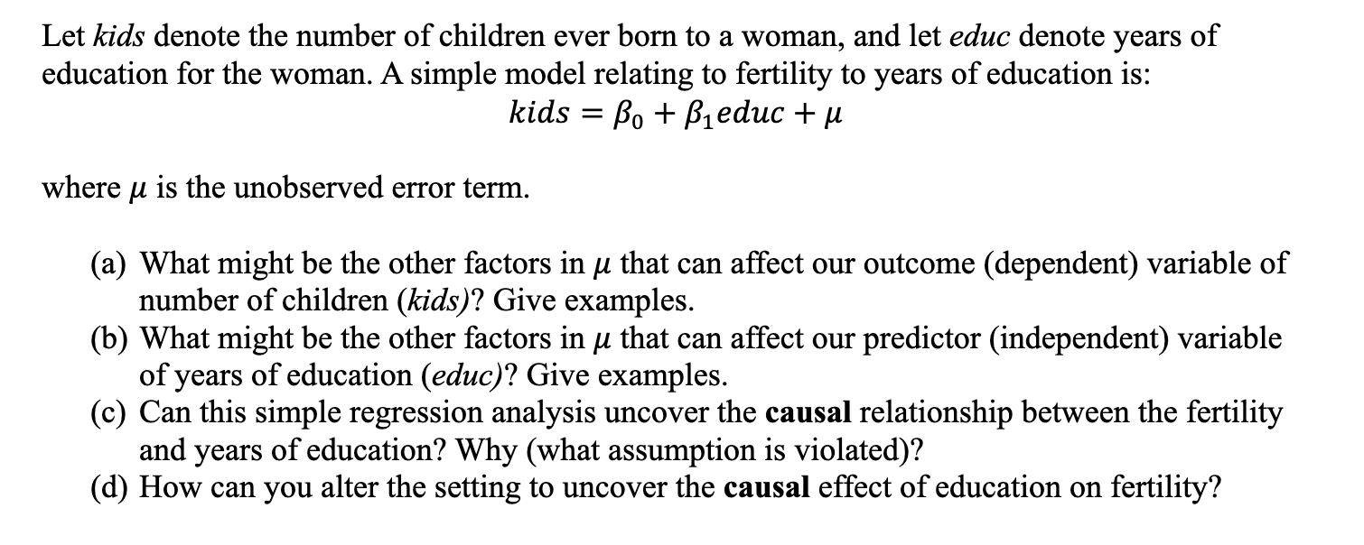 Solved Let kids denote the number of children ever born to a | Chegg.com