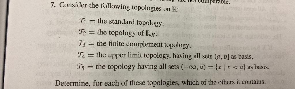 Solved Determine which of the topologies is coarser, | Chegg.com