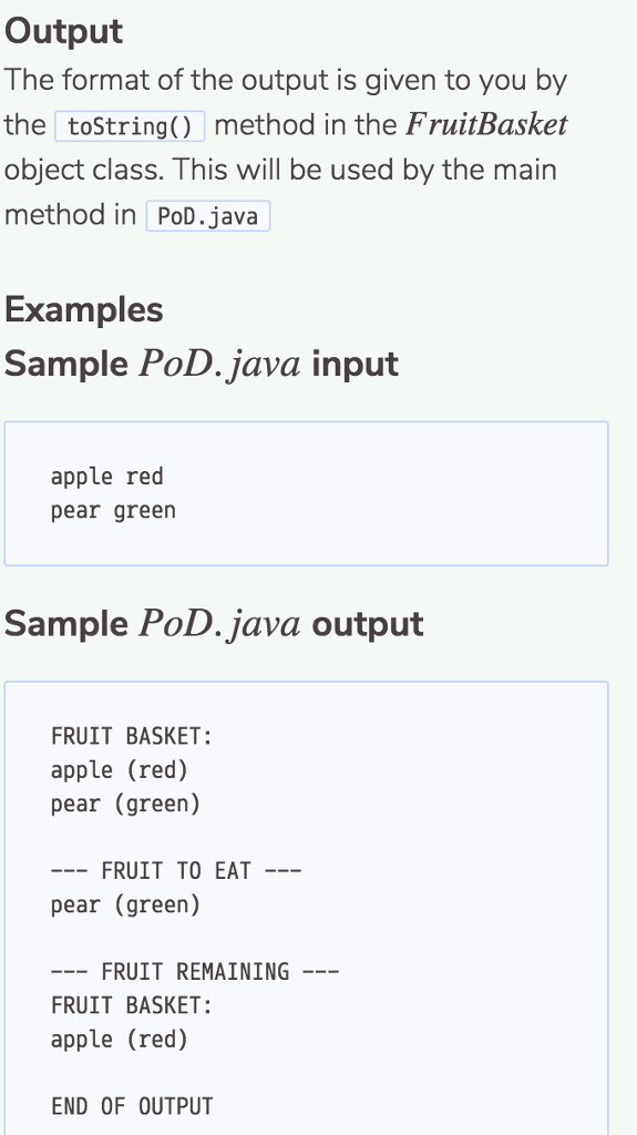 Solved you will be given a Fruit class. From this, you will | Chegg.com