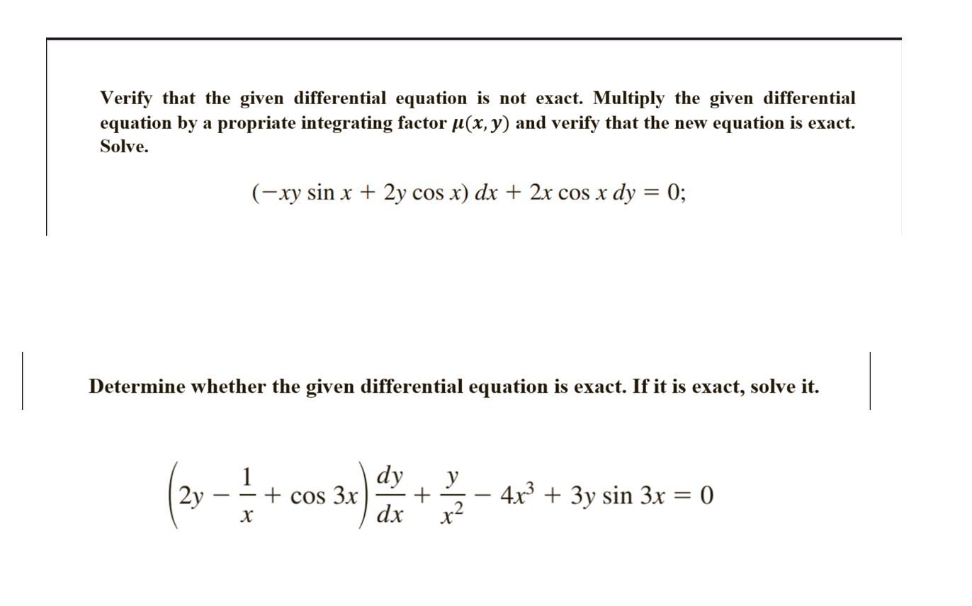 Solved Verify that the given differential equation is not | Chegg.com