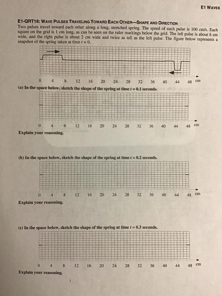 Solved E1-QRT18: WAVE PULSES TRAVELING TOWARD EACH | Chegg.com