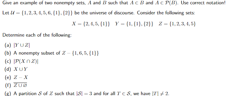 Solved 1. Suppose that A and B are arbitrary sets from the | Chegg.com