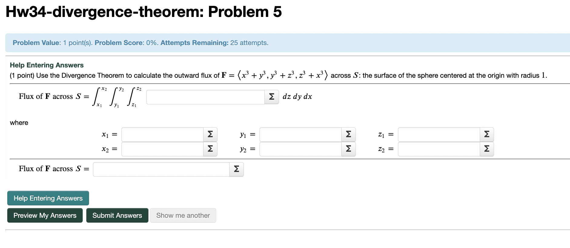 Solved Hw34-divergence-theorem: Problem 5 Problem Value: 1 | Chegg.com