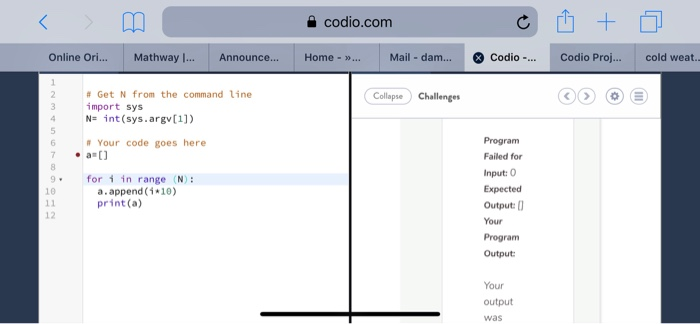 Solved 을 codio.com Online Ori... Mathway Announce.. Home | Chegg.com