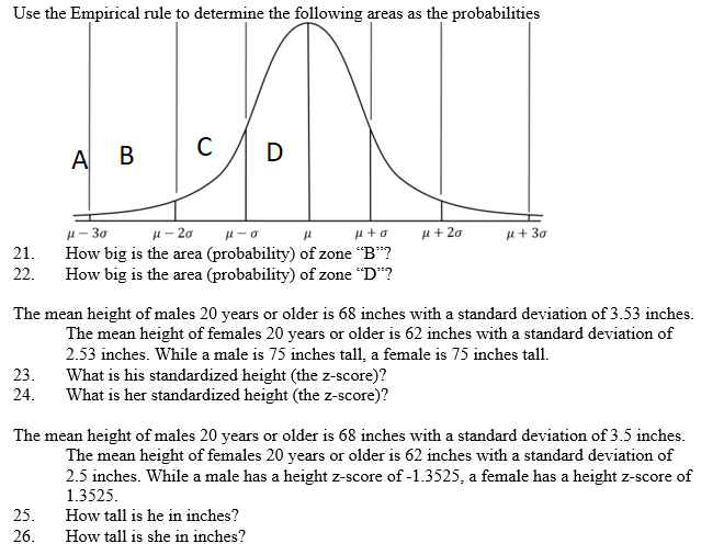 Solved Use the Empirical rule to determine the following | Chegg.com