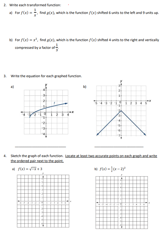 Solved 2 Write Each Transformed Function A For Fxx1 9828