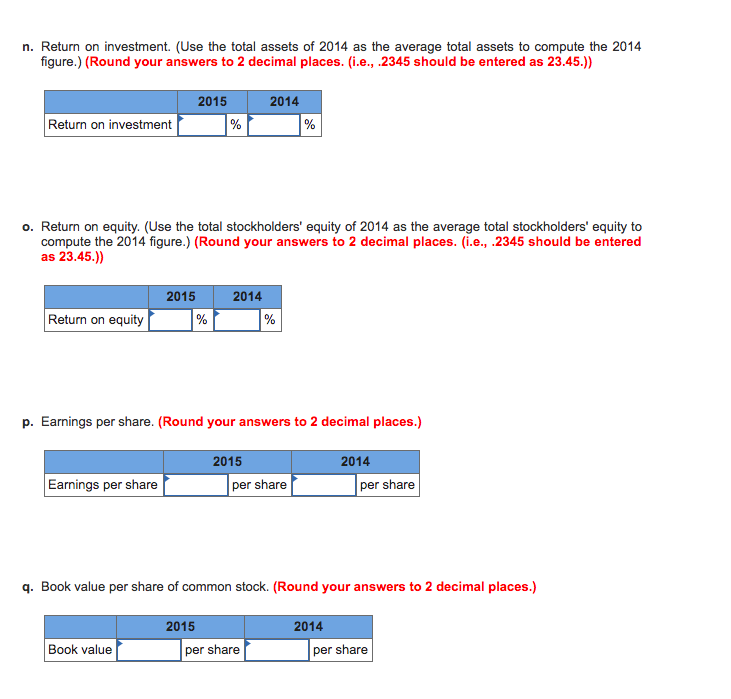 Solved A COM Balance Sheets As of December 31 2015 2014 | Chegg.com