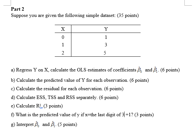 Part 2 Suppose you are given the following simple | Chegg.com