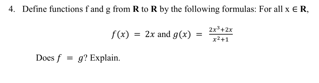 4. Define functions f and g from R to R by the | Chegg.com