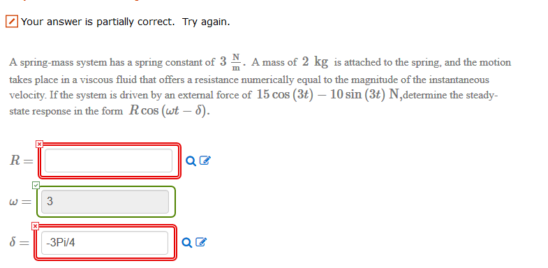 Solved A spring-mass system has a spring constant of 3 Nm. A | Chegg.com