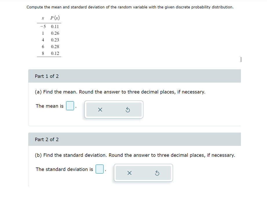 Compute the mean and standard deviation of the random | Chegg.com