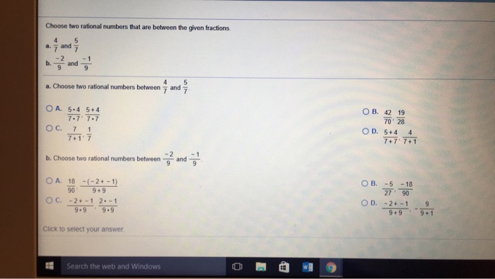 Solved Choose two rational numbers that are between the | Chegg.com