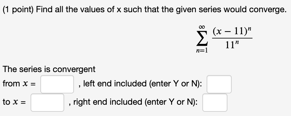 Solved (1 point) Find all the values of x such that the | Chegg.com