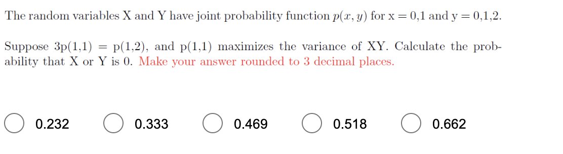 Solved The random variables X and Y have joint probability | Chegg.com