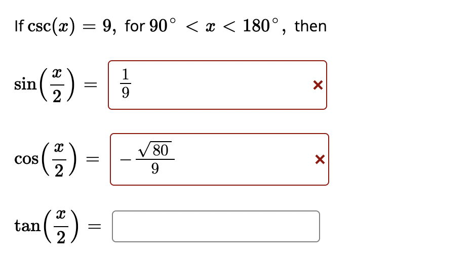 Solved If csc(a) = 9, for 90°