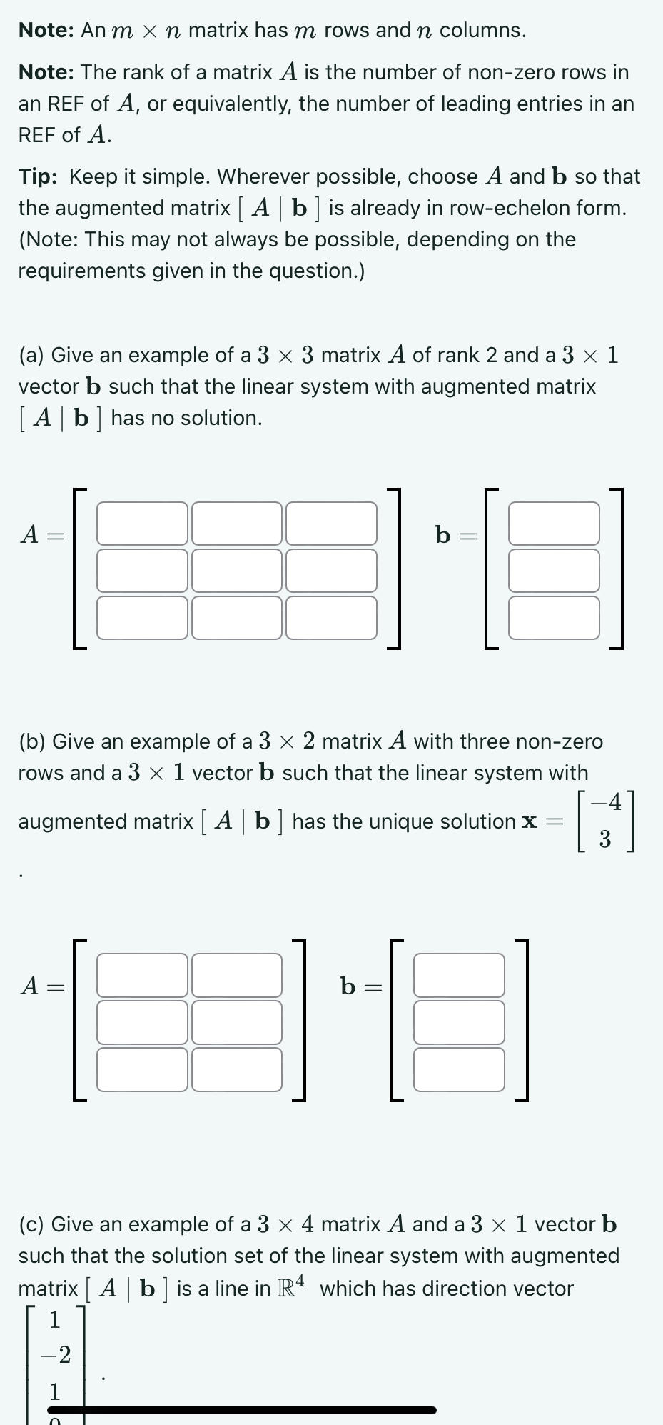 Solved Note: An m×n ﻿matrix has m ﻿rows and n ﻿columns.Note: | Chegg.com