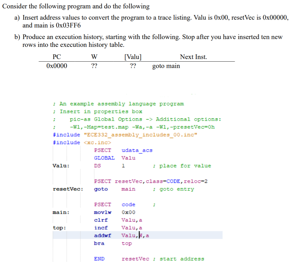 Consider the following program and do the following | Chegg.com