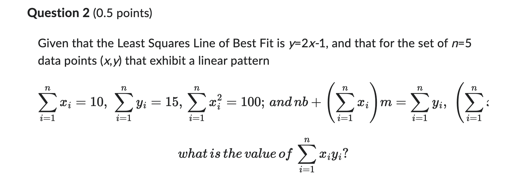 Solved Given that the Least Squares Line of Best Fit is | Chegg.com