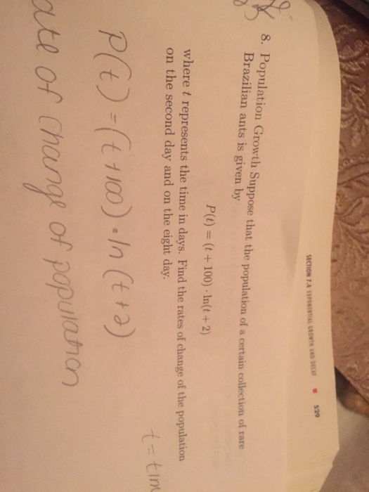 Solved Population Growth Suppose That The Population Of A Chegg