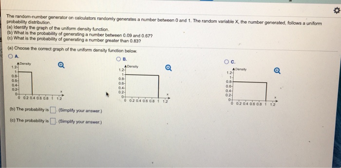 Solved The random-number generator on calculators randomly | Chegg.com