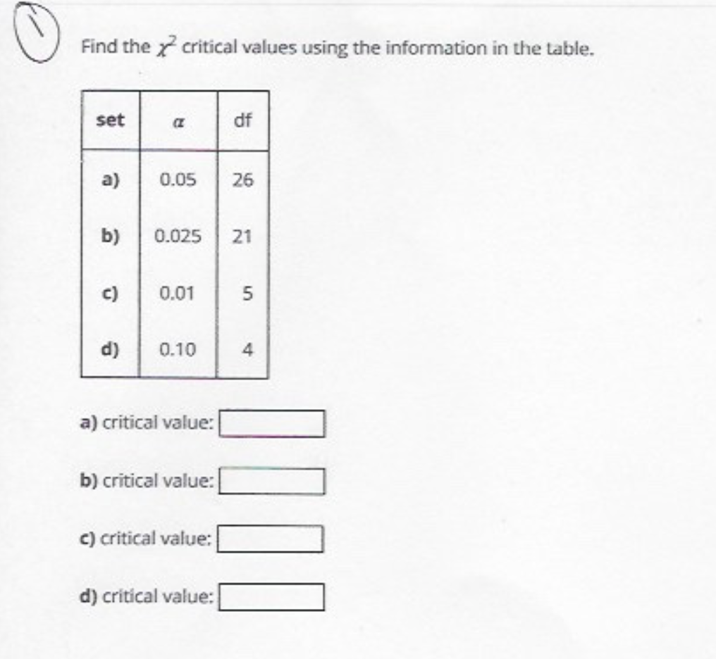 Solved Find the x critical values using the information in | Chegg.com