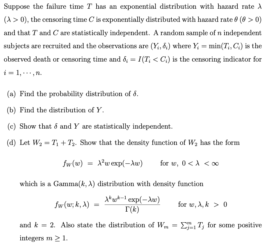 Solved Suppose the failure time T has an exponential | Chegg.com