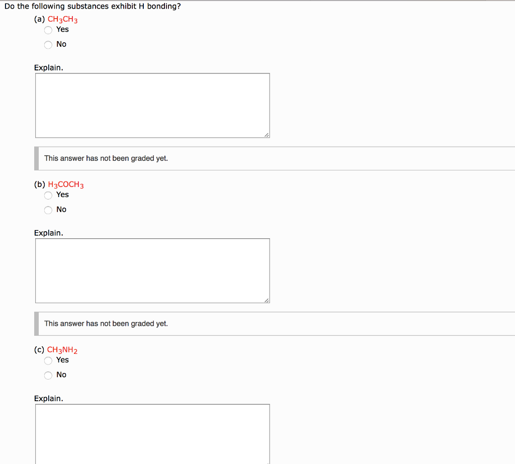 Solved Do the following substances exhibit H bonding? (a) | Chegg.com