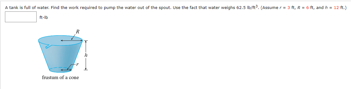 Solved A tank is full of water. Find the work required to | Chegg.com