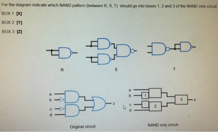 Solved For the diagram indicate which NAND pattern (between | Chegg.com