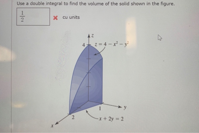 Solved Use a double integral to find the volume of the solid | Chegg.com