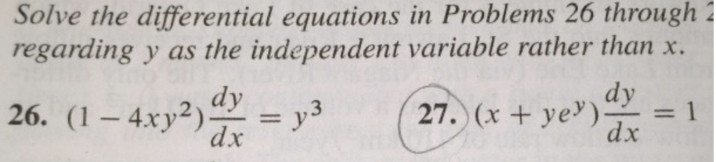 Solved Solve the differential equations in Problems 26 | Chegg.com