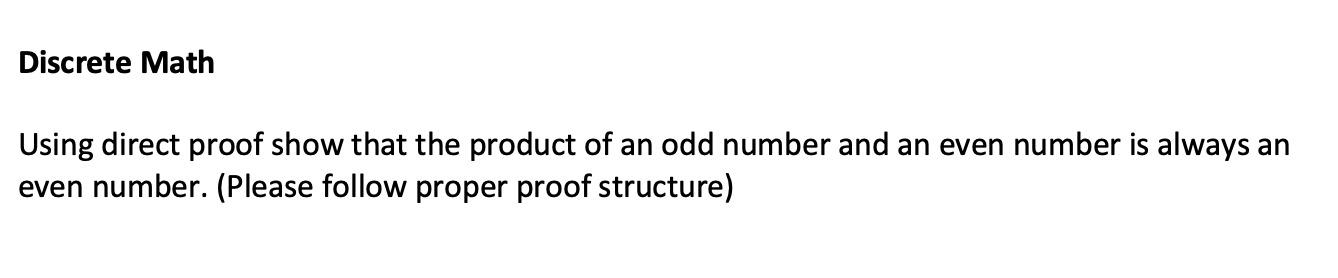 Solved Discrete Math Using direct proof show that the | Chegg.com