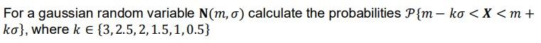 Solved For a gaussian random variable N(m,σ) calculate the | Chegg.com