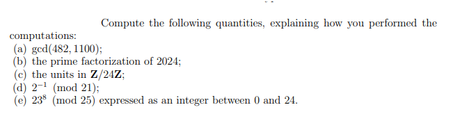 Solved Compute the following quantities, explaining how you | Chegg.com