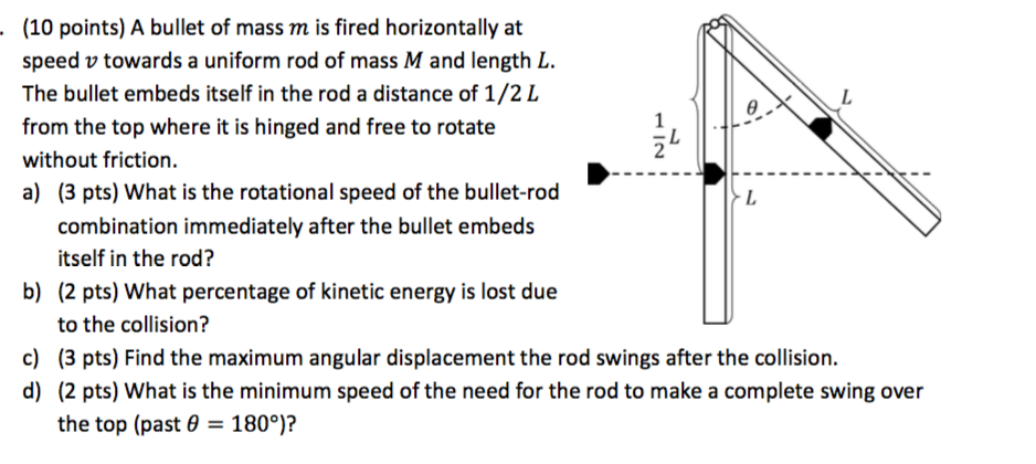 Solved (10 points) A bullet of mass m is fired horizontally | Chegg.com