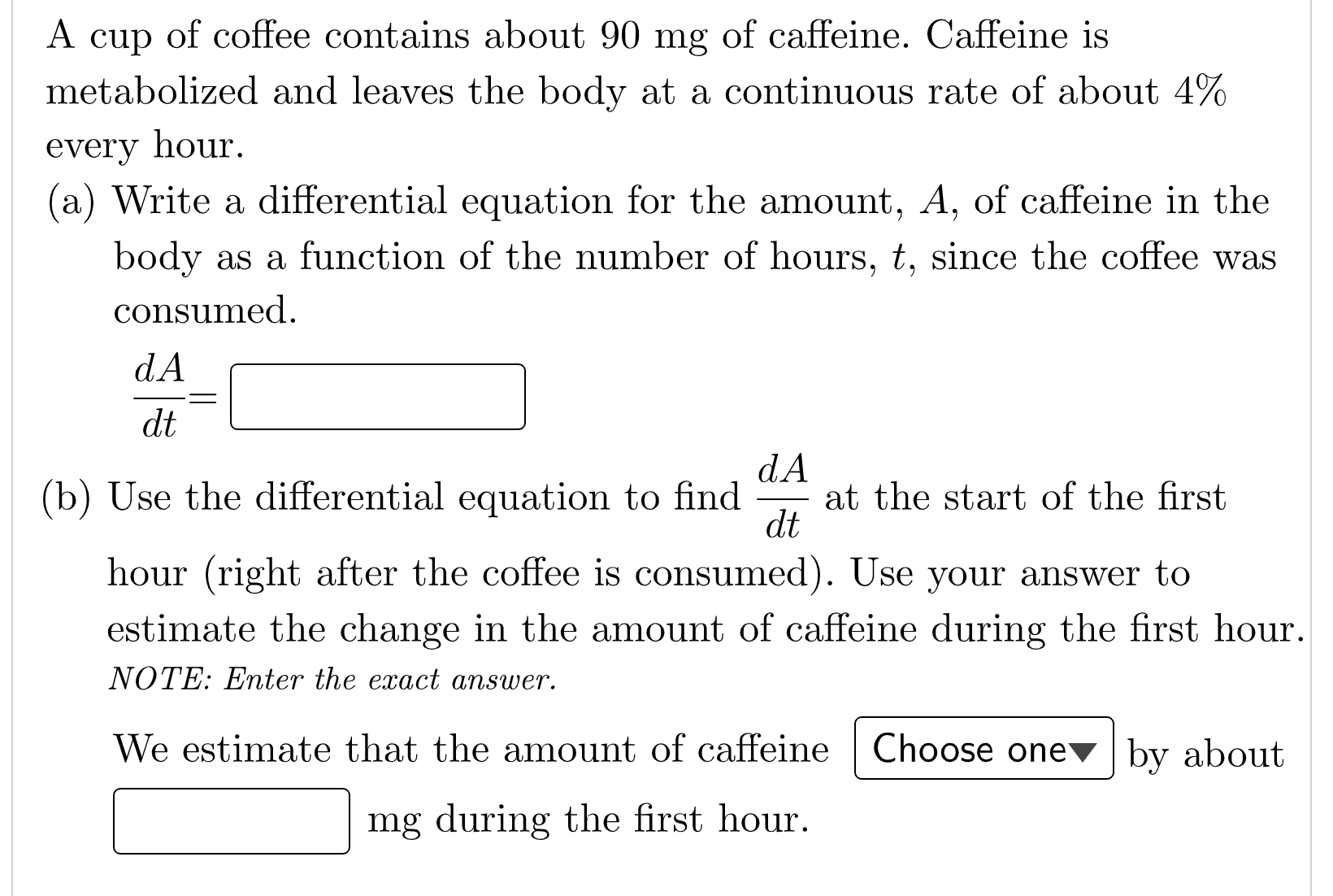 Solved A cup of coffee contains about 90mg of caffeine. | Chegg.com
