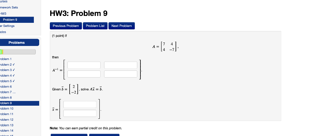Solved urses mework Sets HW3 Problem 9 er Settings ades 7 | Chegg.com