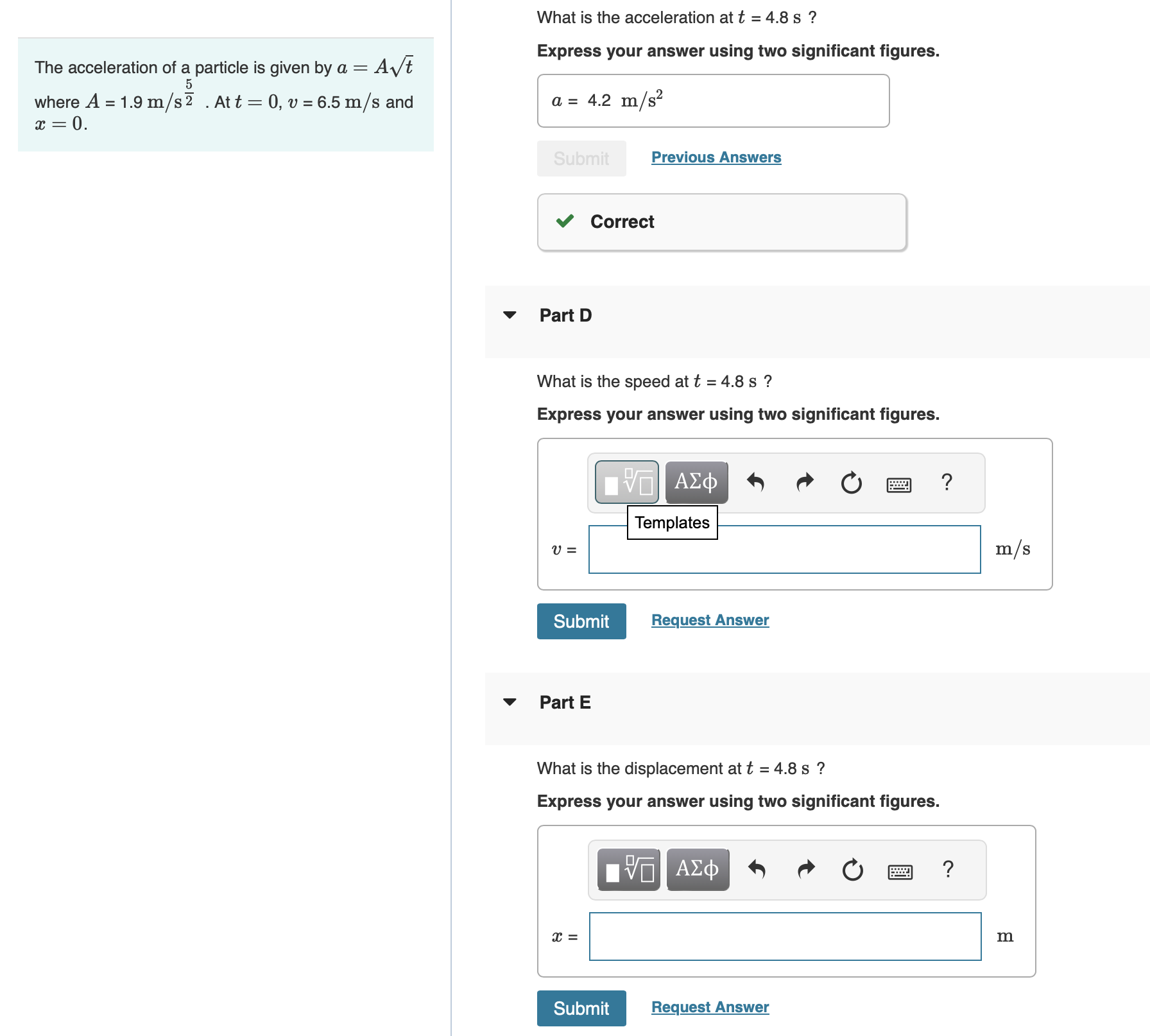 Solved What is ﻿the acceleration at t=4.8s ?The acceleration | Chegg.com